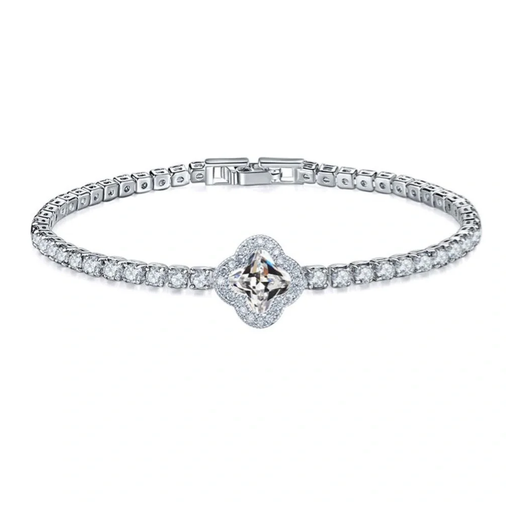 Jewelry | Brand New Silver Clover Tennis Bracelet | Poshmark